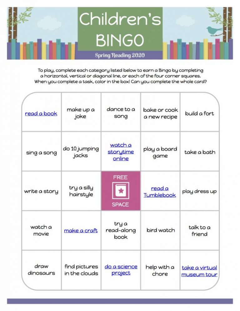 At Home Bingo! – Children’s & Family Edition – Kids' Space